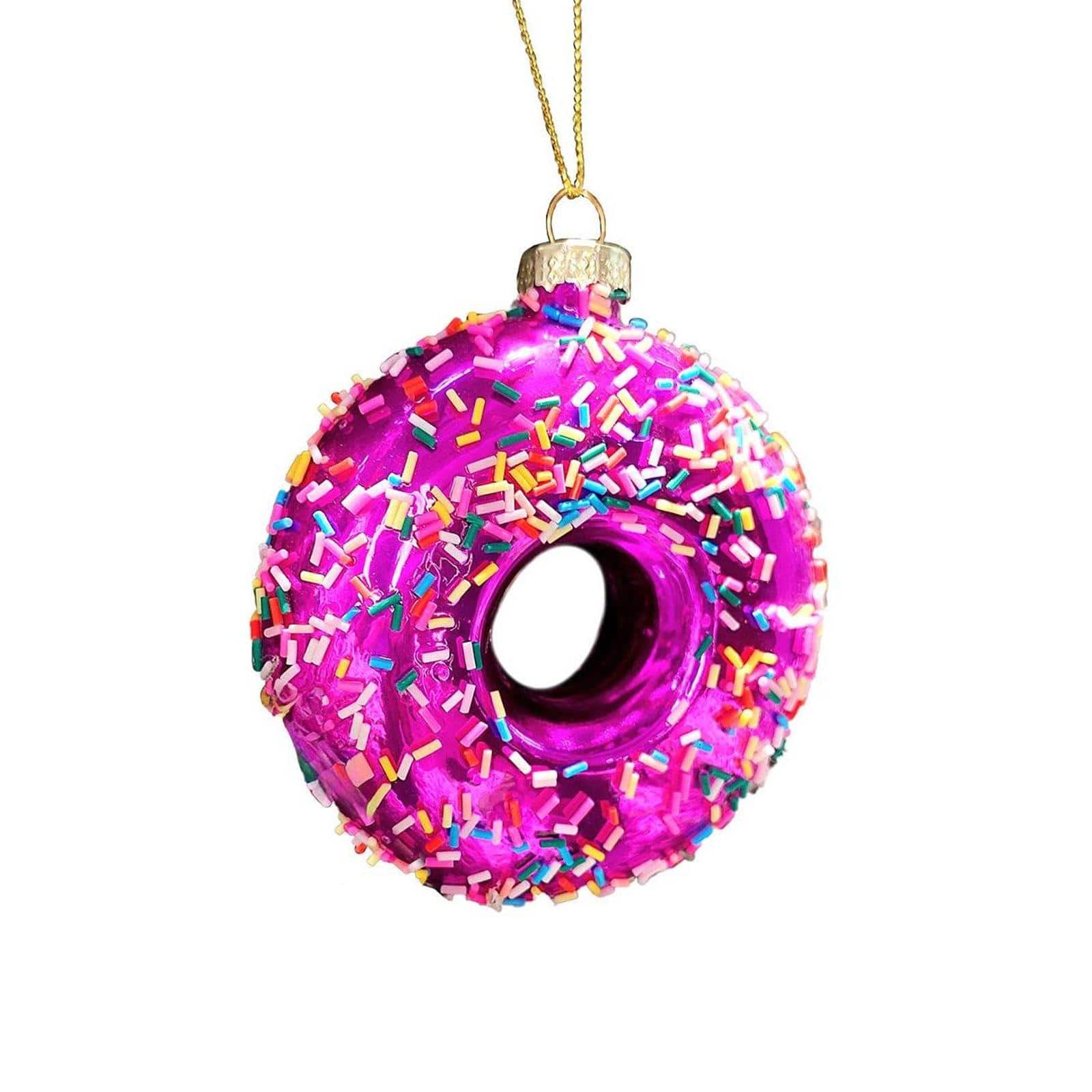 Wizardi 12" Purple Donut with Sprinkles Christmas Glass Ornament | Michaels