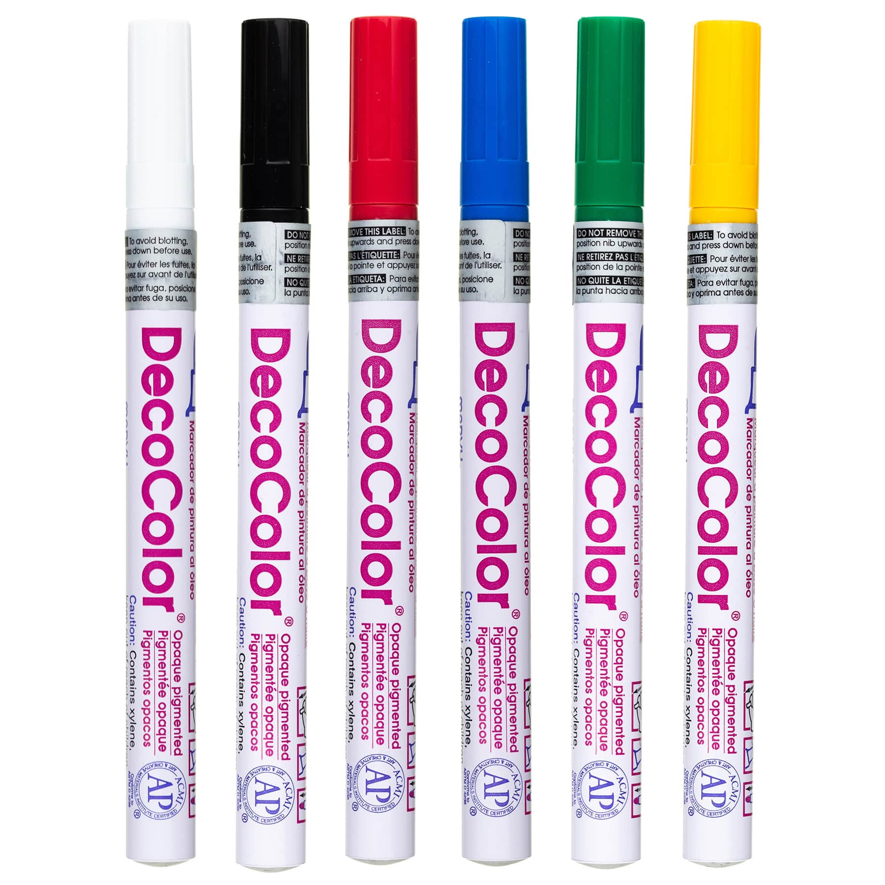 DecoColor® Fine Tip 6 Primary Color Glossy Oil Paint Marker Set | Michaels