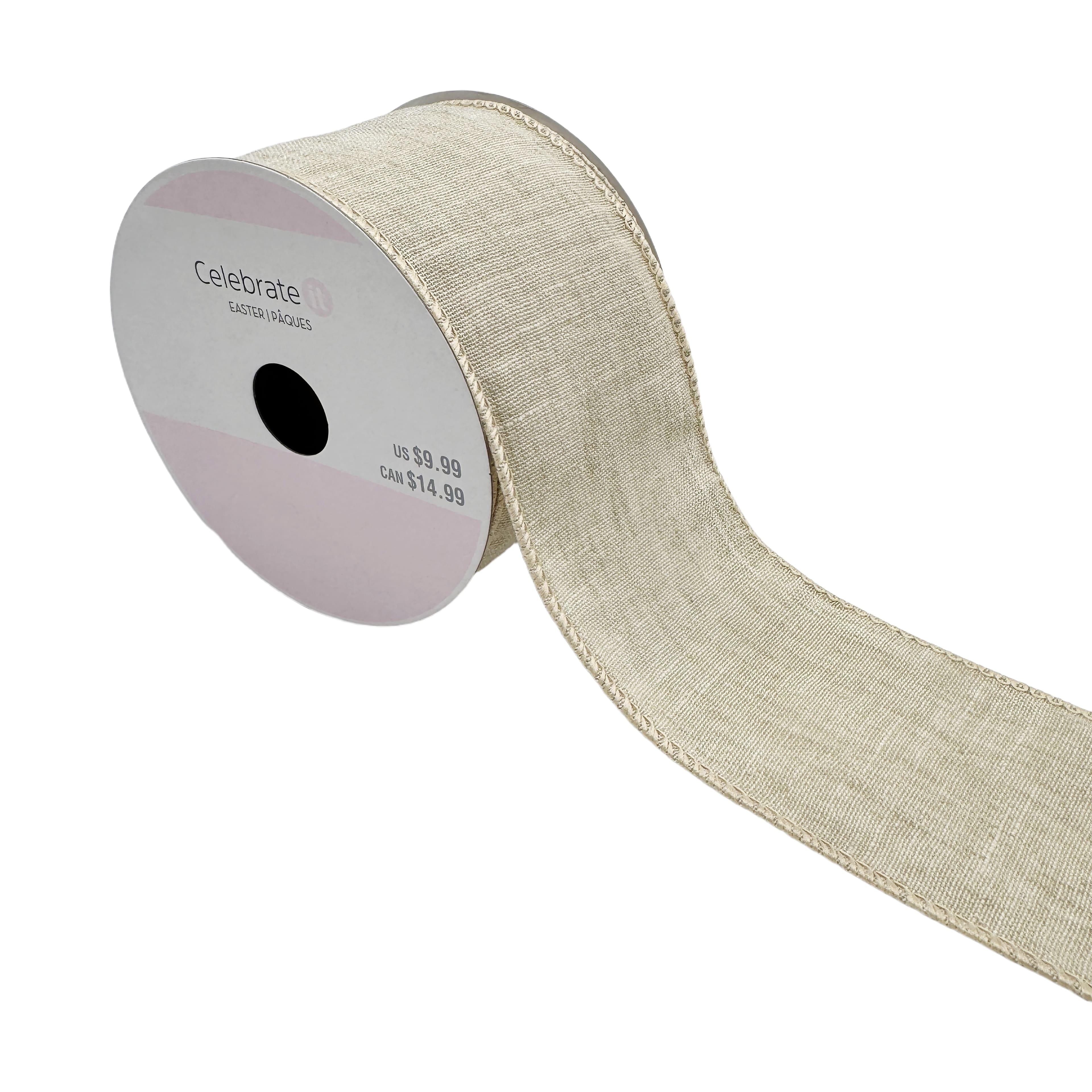 2.5" x 6.6yd. Ivory Wired Faux Linen Ribbon by Celebrate It® | Michaels