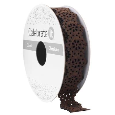 3/4" x 3yd. Brown Abstract Flower Ribbon Trim by Celebrate It® Classic ...