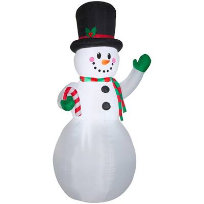 9ft. Airblown® Inflatable Snowman with Candy Cane | Michaels