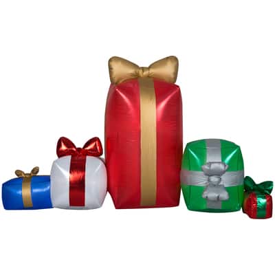4.4ft. Airblown® Inflatable Christmas Gift Box Scene | Michaels