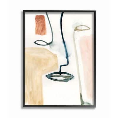 Stupell Industries Abstract Line & Color Block Face Wall Art in Black ...