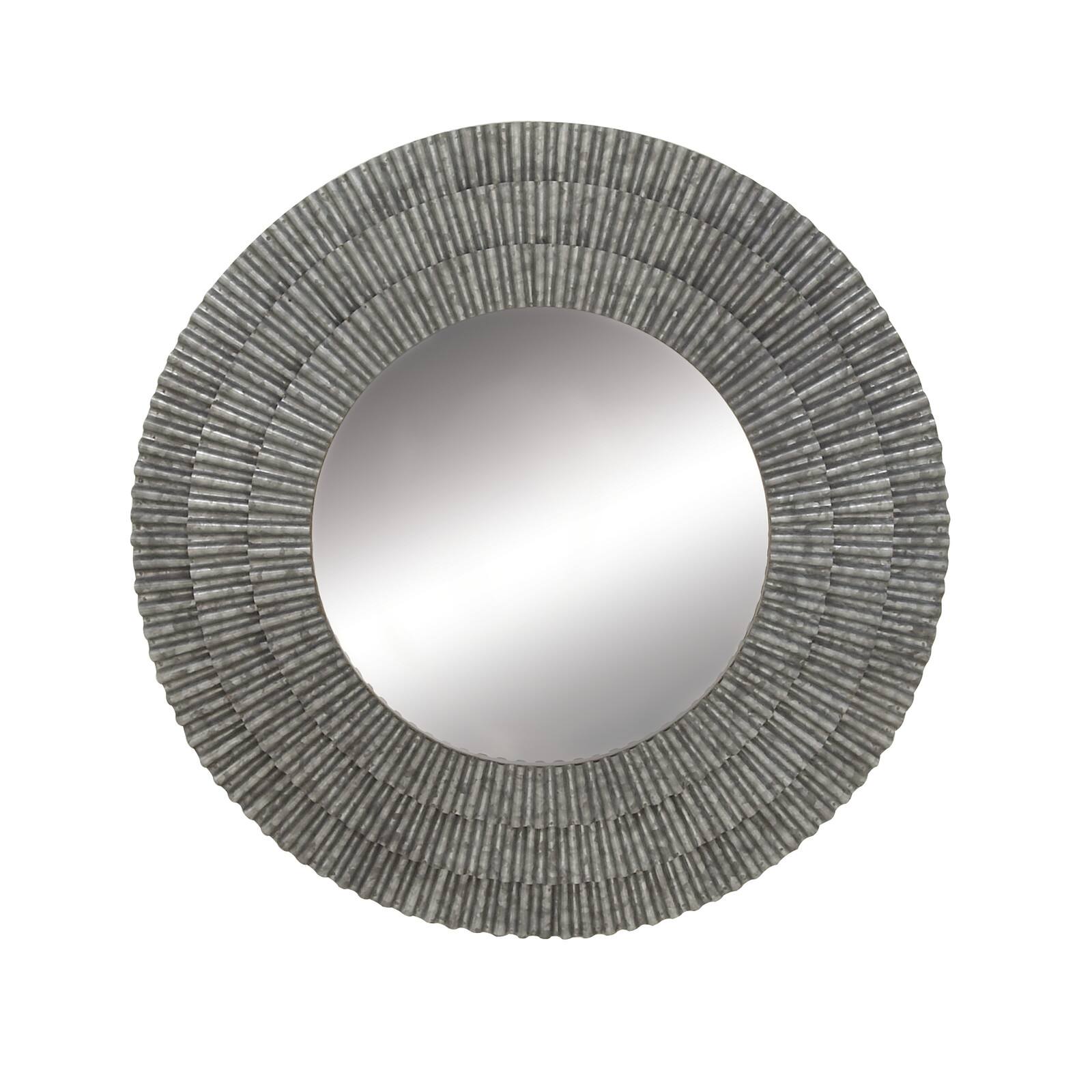37'' Gray Farmhouse Metal Wall Mirror | Michaels