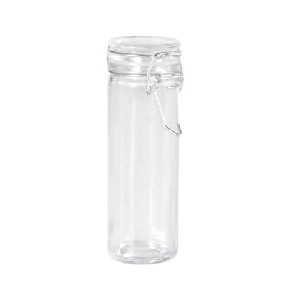 Buy in Bulk - 24 Pack: 3.8oz. Clear Glass Cylinder Jar with Latched Lid ...
