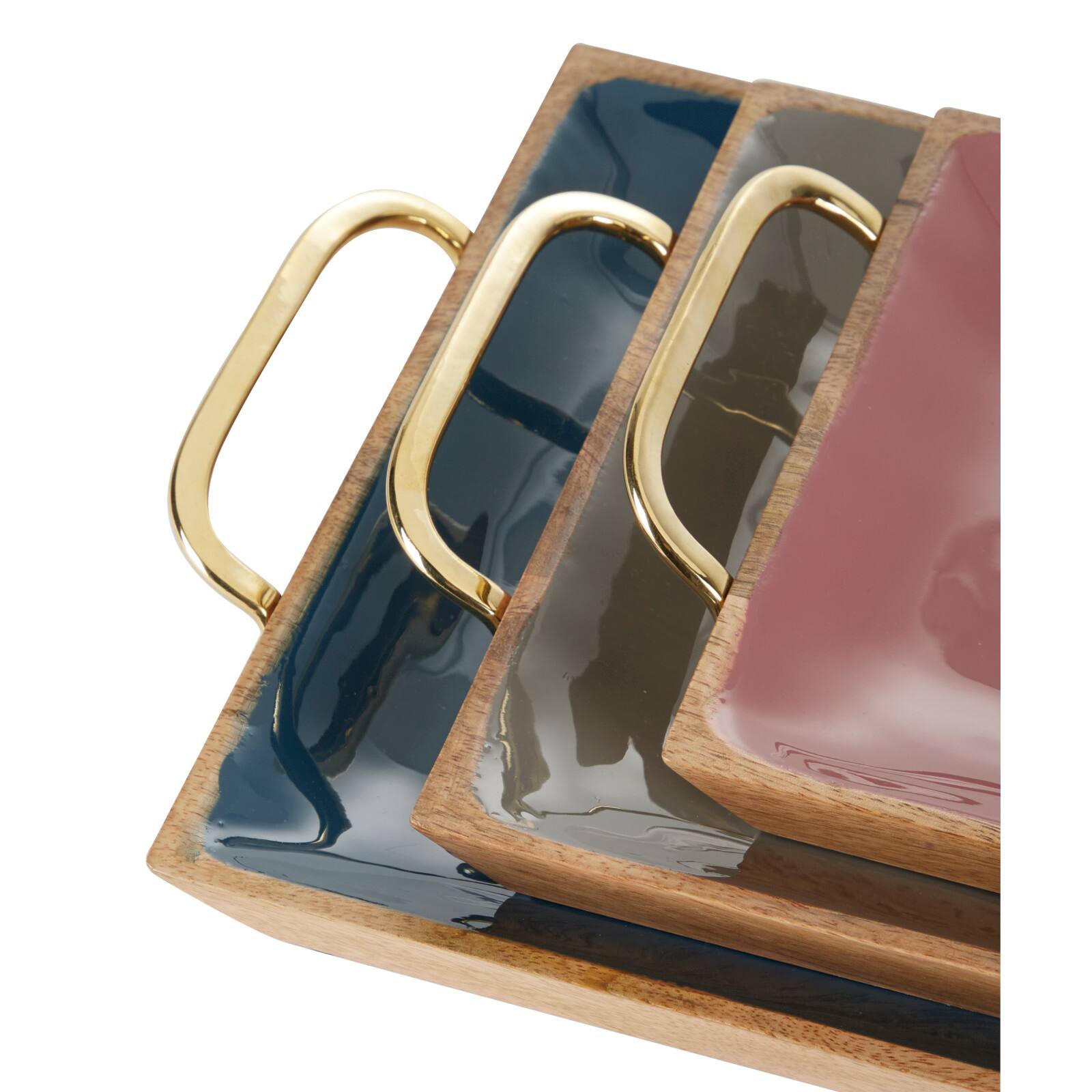 Multicolor Enamel Wood Contemporary Tray Set | Michaels