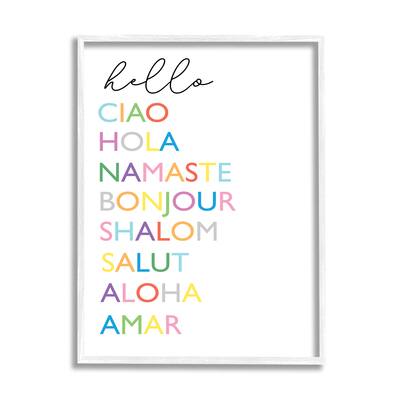 Stupell Industries Hello Ciao Hola Namaste Greetings Rainbow Typography ...