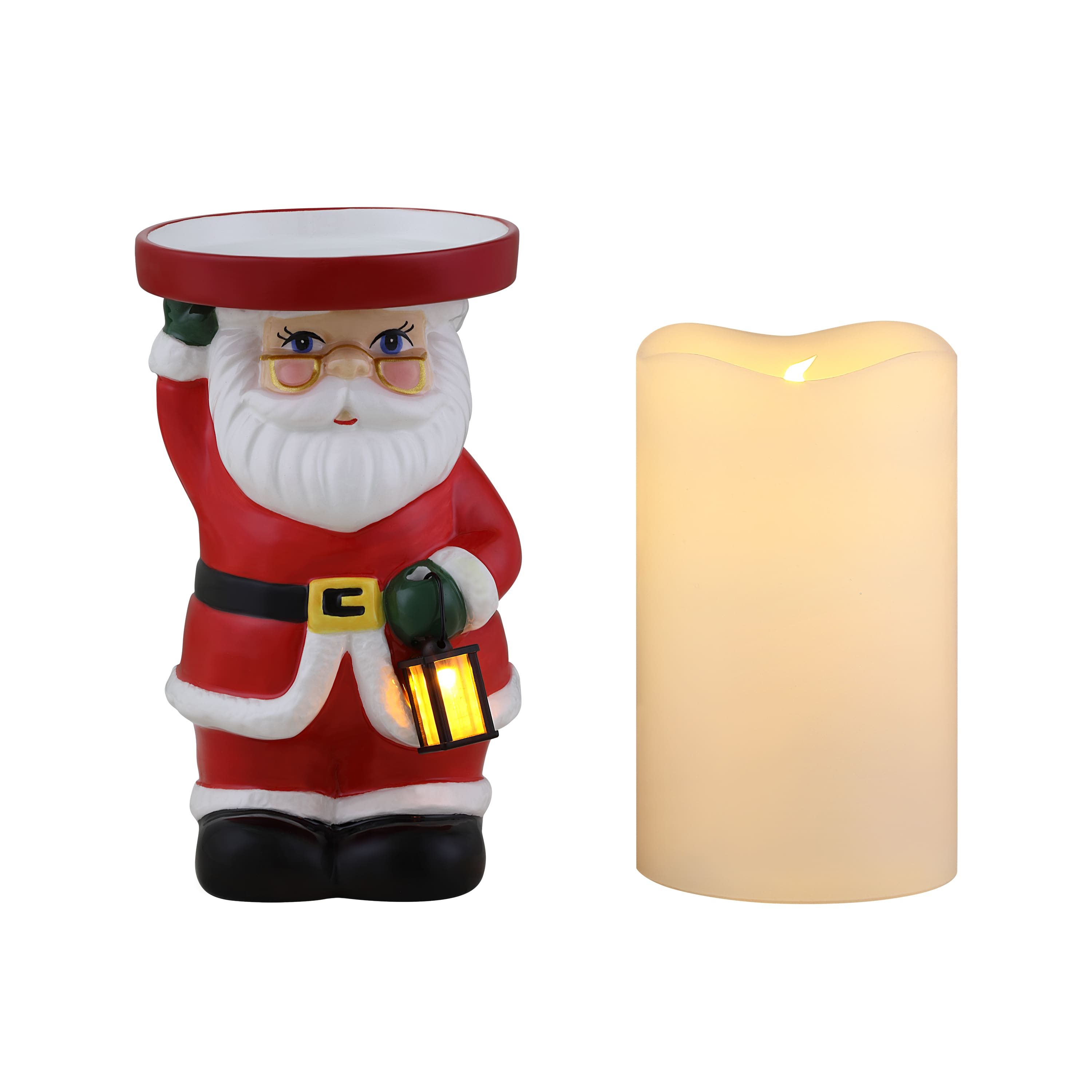 6" Santa Ceramic LED Lit Candle Holder & Flameless Candle | Michaels