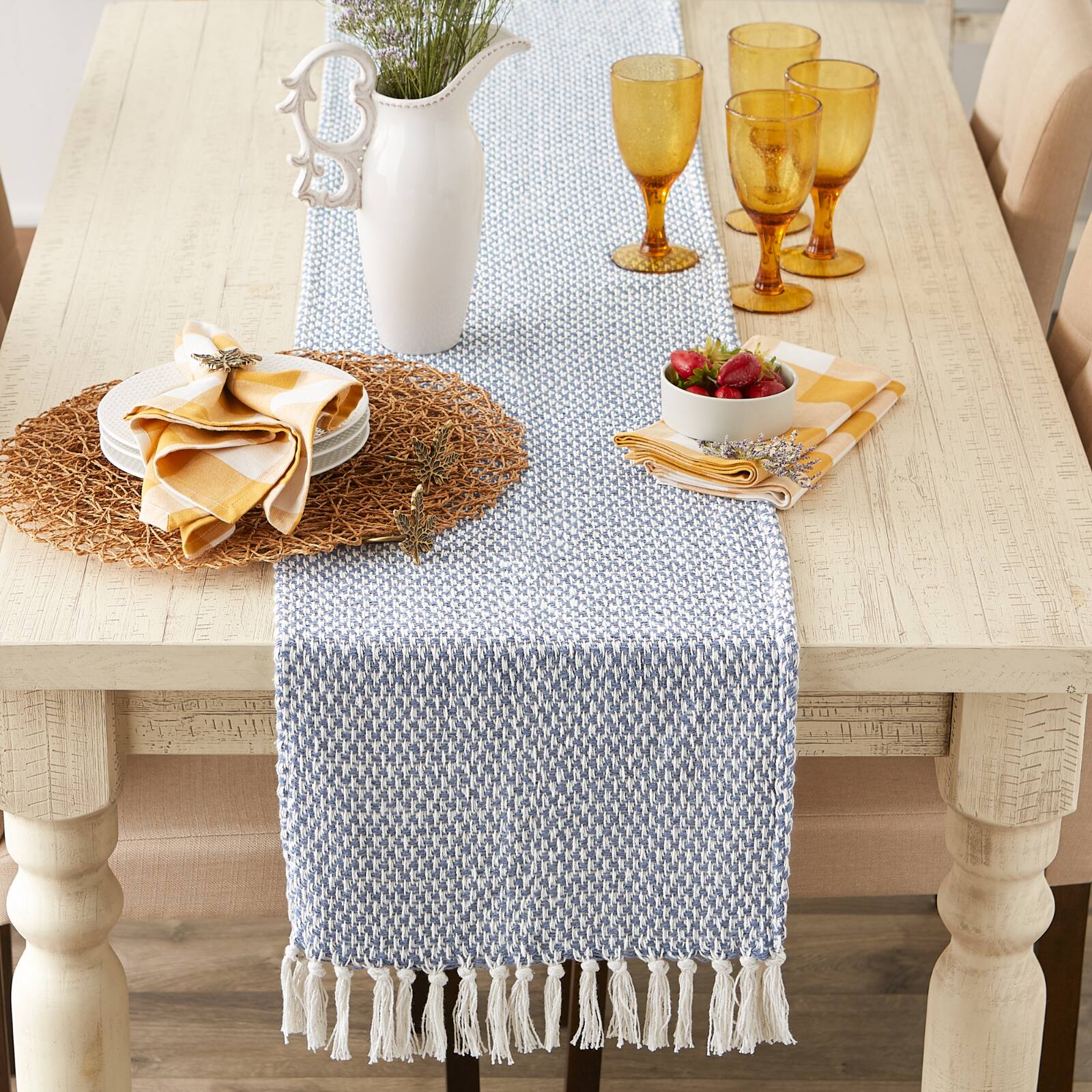 DII® 108" Woven Fringed Table Runner | Michaels
