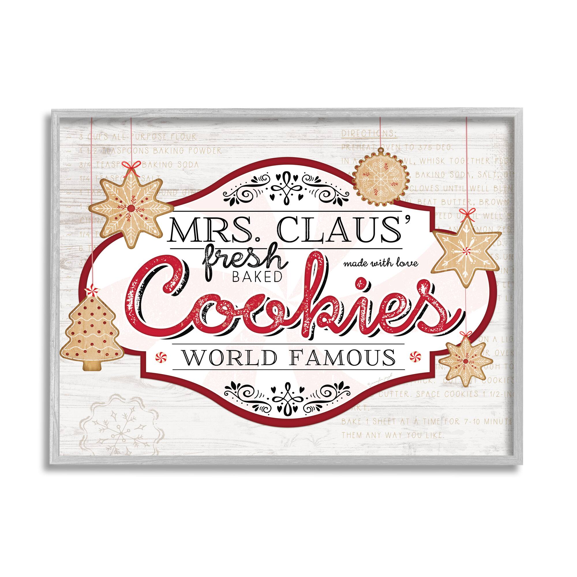 Stupell Industries Vintage Mrs. Claus Cookies Sign Framed Giclee Art ...