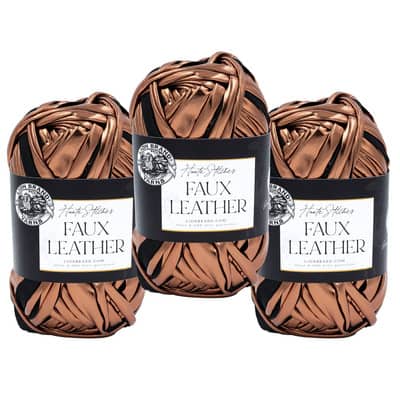 3 Pack Lion Brand® Haute Stitches Faux Leather Yarn, Color: Bronze ...