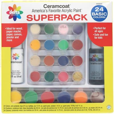 Delta Ceramcoat® 24-Piece Basic Colors Super Pack with Box | Michaels