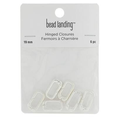 12 Packs: 6 ct. (72 total) 19mm Metal Rectangle Hinged Closures by Bead ...