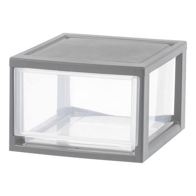 IRIS® Medium Gray Stackable Storage Bin with Clear Drawer | Michaels