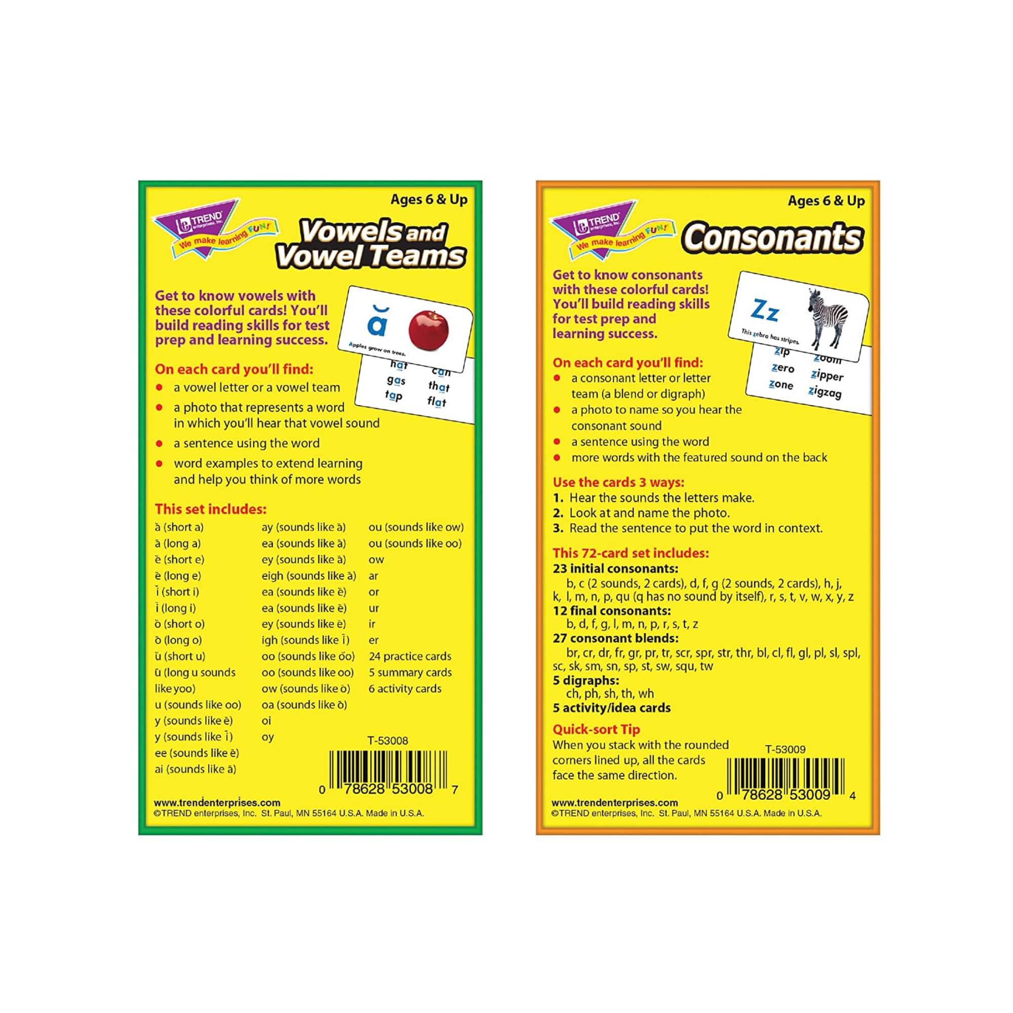 Trend Enterprises® Vowels and Consonants Skill Drill Flash Cards ...