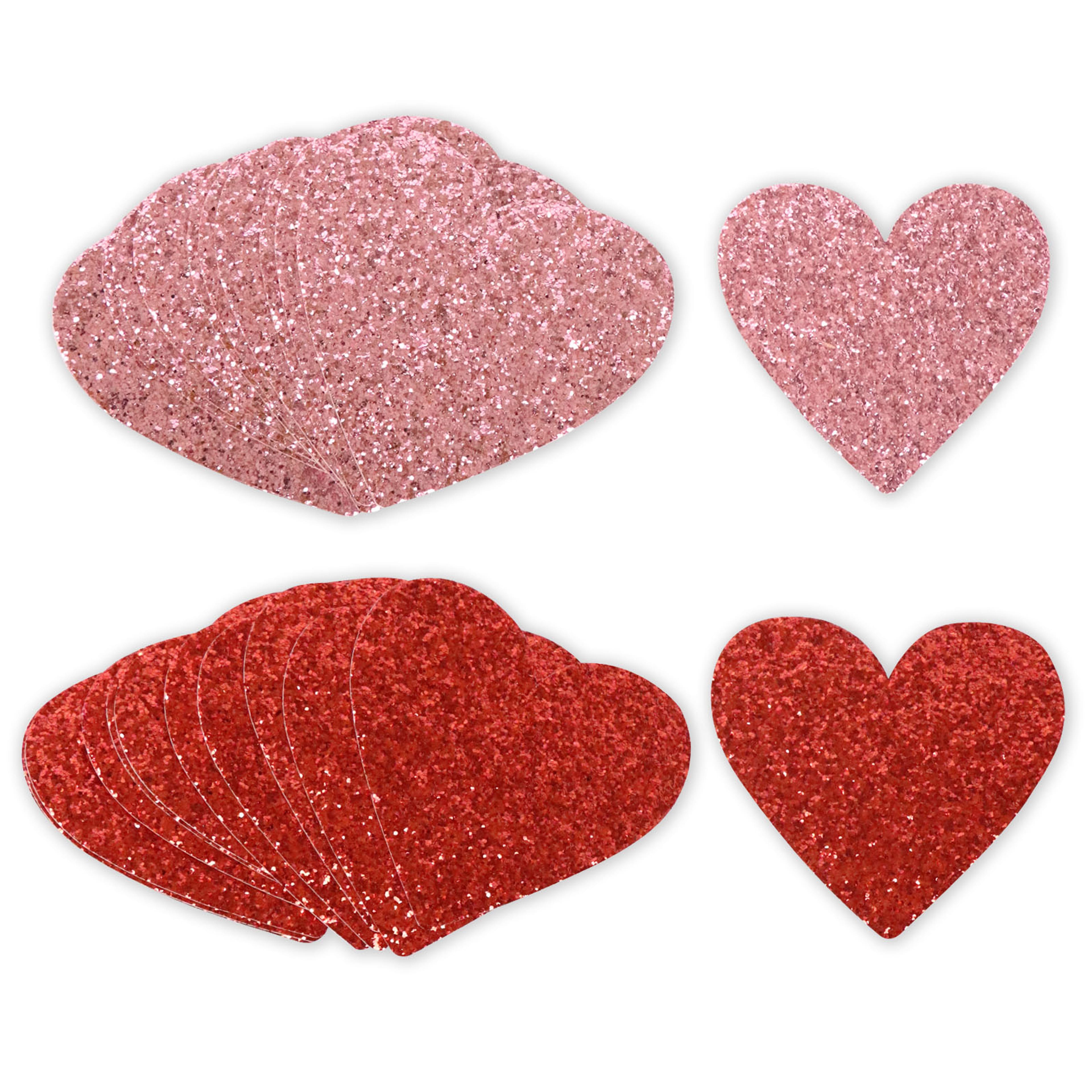 Valentine's Day Pink & Red Glitter Heart Die Cut Stickers by ...