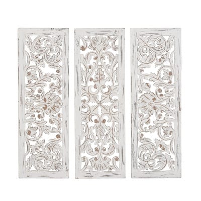 36" White Distressed Wood Traditional Wall Decor, 3ct. | Michaels