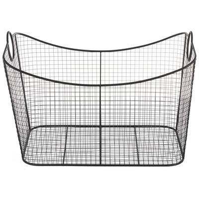 30.25" Black Metal Open Frame Wire Grid Storage Basket with Curved ...