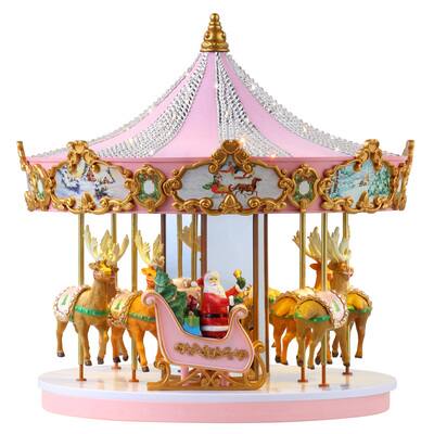 12" Animated & Musical Pink Crystal Carousel | Michaels
