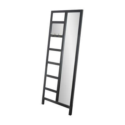 Black Wood Decorative Ladder Mirror with Hooks - 60" | Mirrors | Michaels