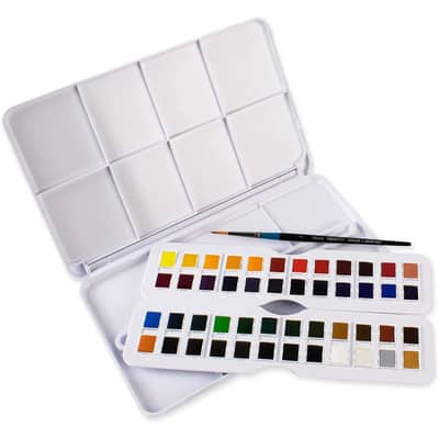 Daler-Rowney® Aquafine 48 Color Half-Pan Watercolor Travel Set with ...