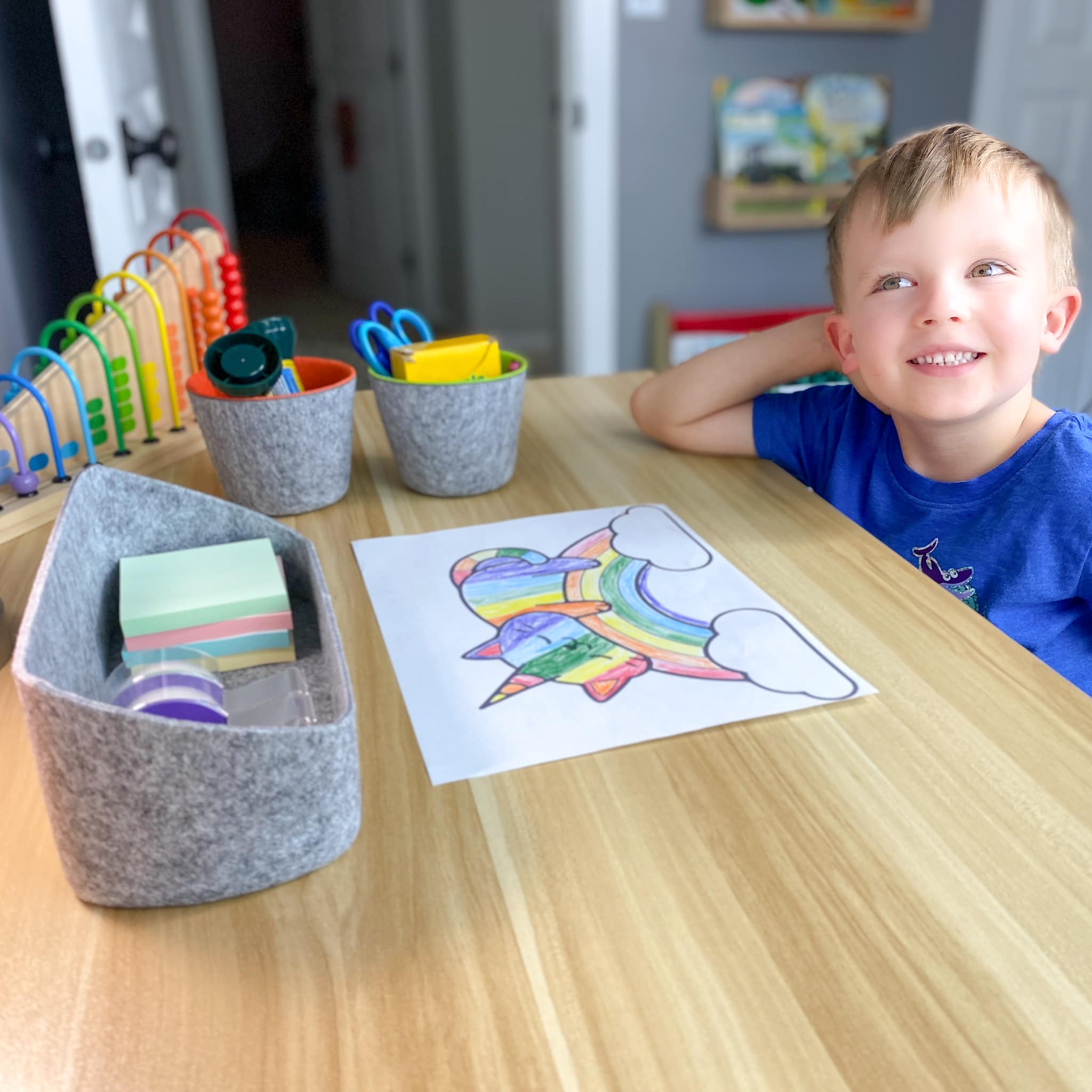 Welaxy Felt 3 Piece Gray Tray with Orange & Green Cups Desktop ...