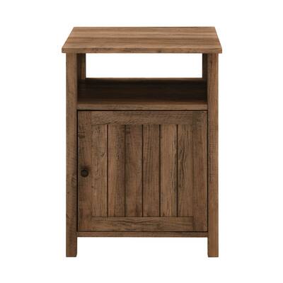 Walker Edison 18" Reclaimed Barn Wood Side Table with Grooved Door ...