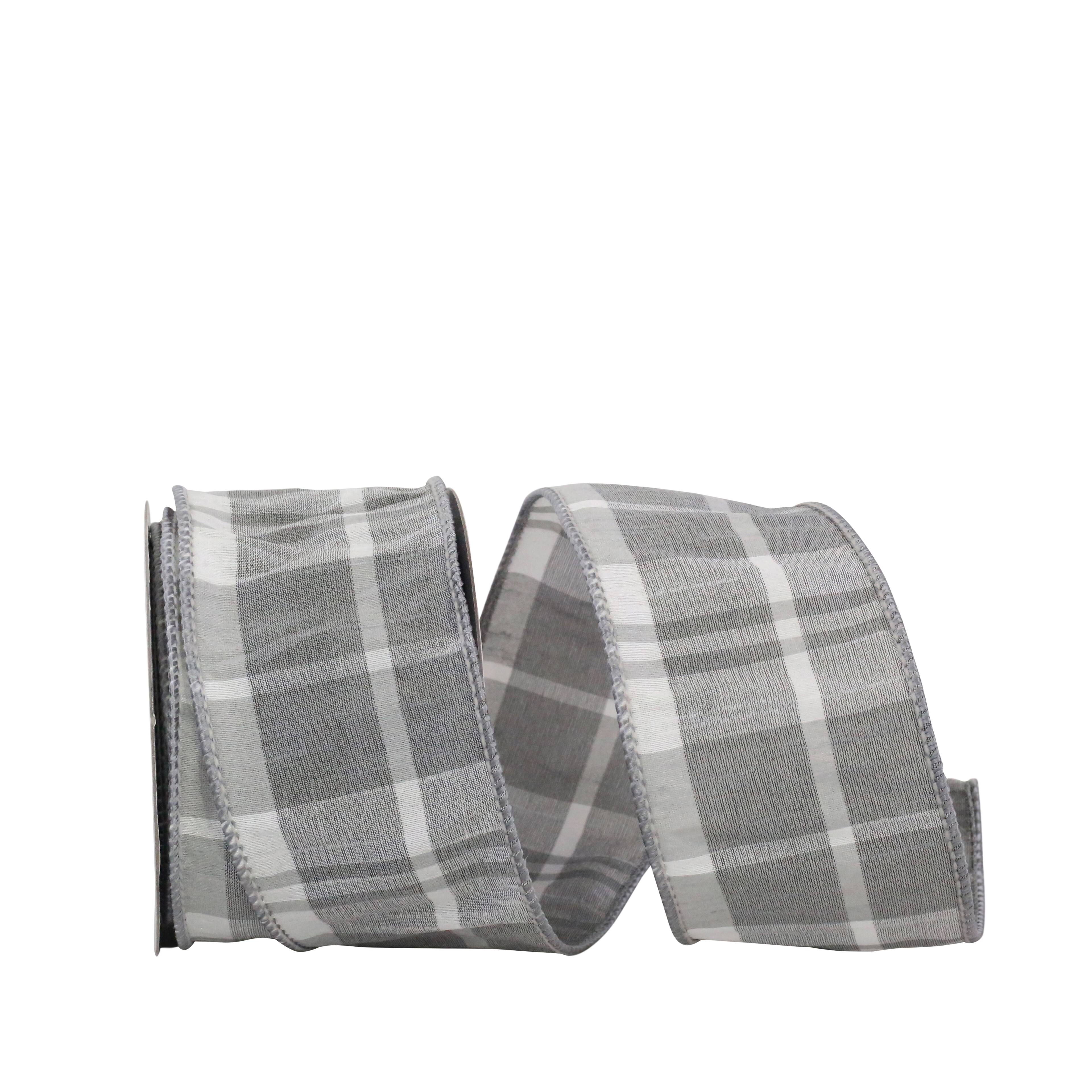 JAM Paper 2.5" x 10yd. Gray Plaid Elegance Wired Dupioni Ribbon | Michaels