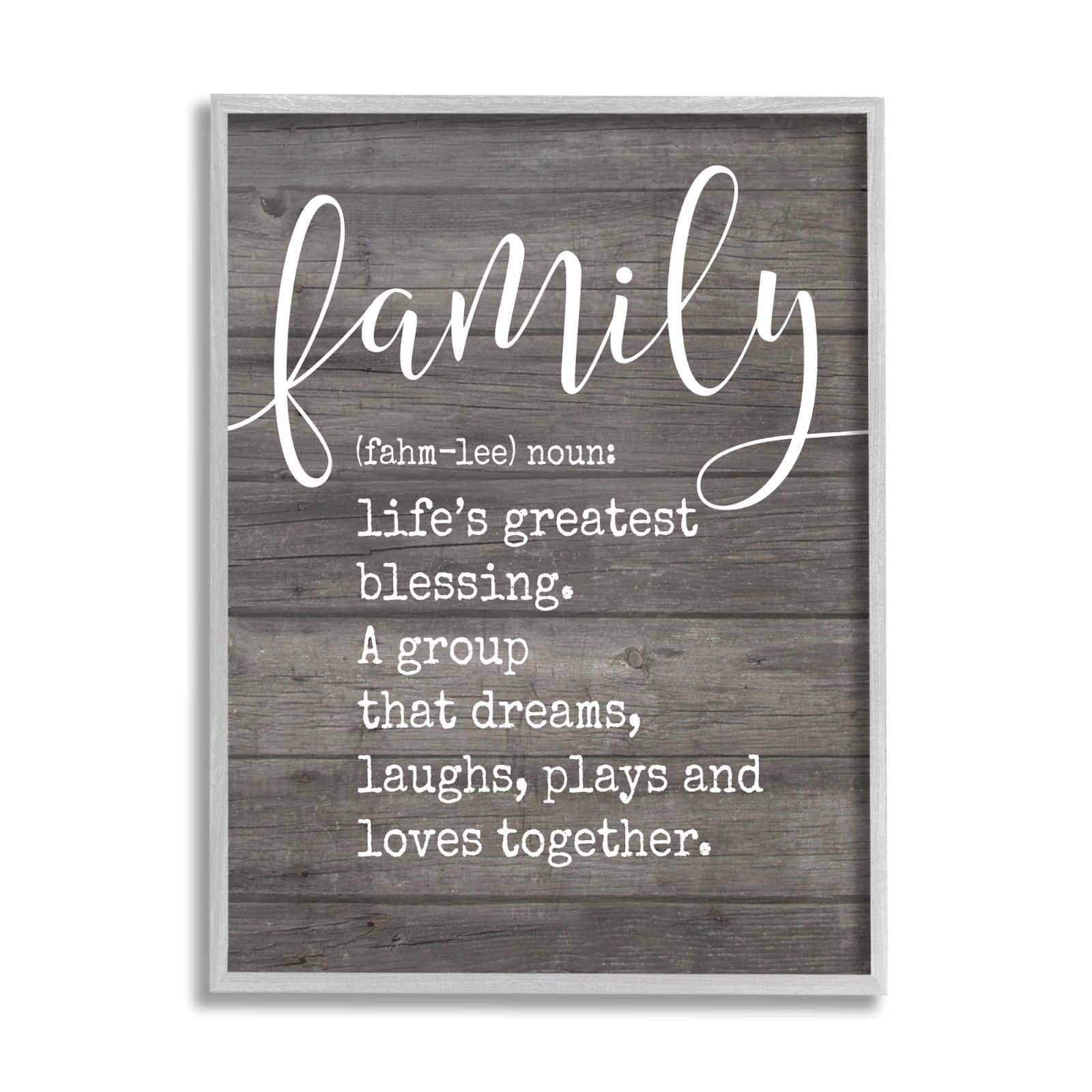 Stupell Industries Family Definition Planked Framed Wall Art | Michaels