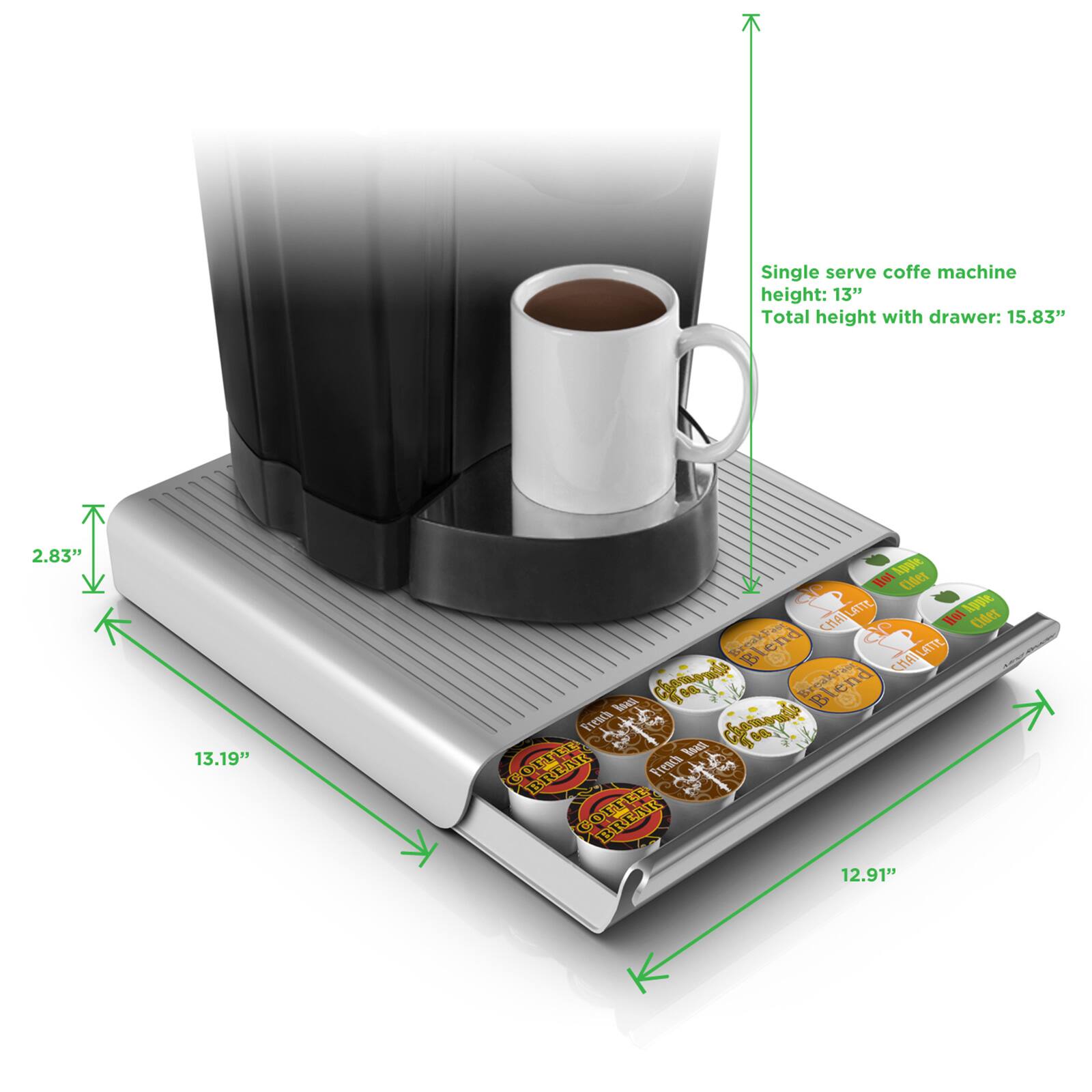 Mind Reader Gray Single Serve Coffee Station & Pod Capsule Storage ...