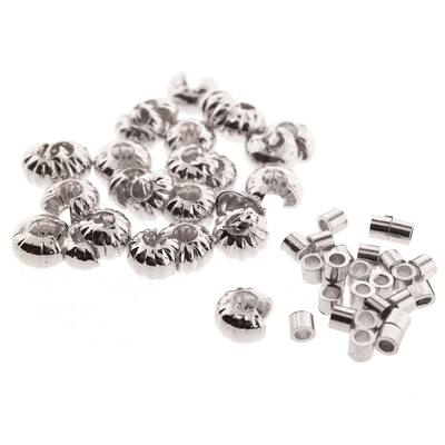 The Beadsmith® Basic Elements™ Silver-Plated Corrugated Crimp Tubes & Covers | Michaels