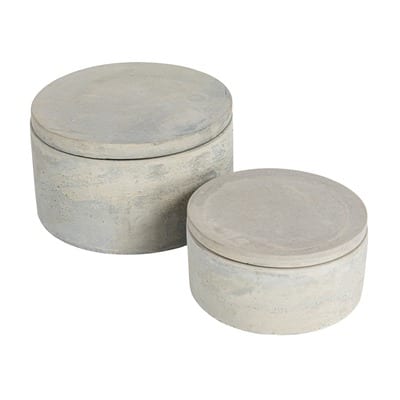 Hello Honey® Gray Round Decorative Cement Boxes with Lids Set | Michaels