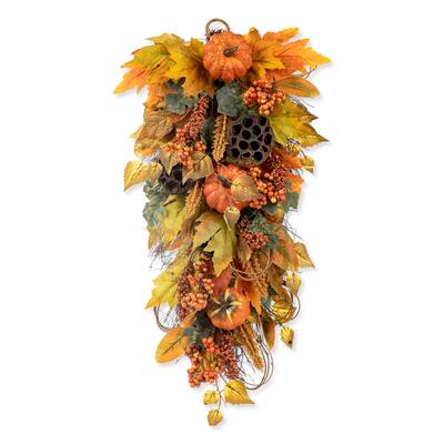 Glitzhome® 25" Fall Pumpkin Leaf Swag | Michaels
