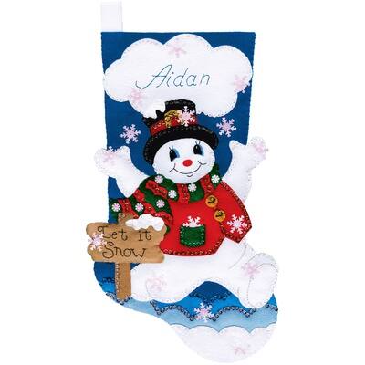 Design Works™ Let It Snow Felt Stocking Applique Kit | Michaels