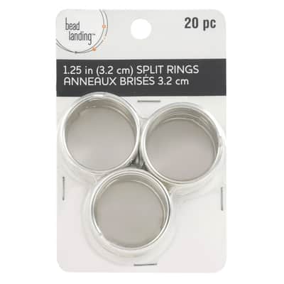 12 Packs: 20 ct. (240 total) Rhodium Split Rings, 32mm by Bead Landing ...