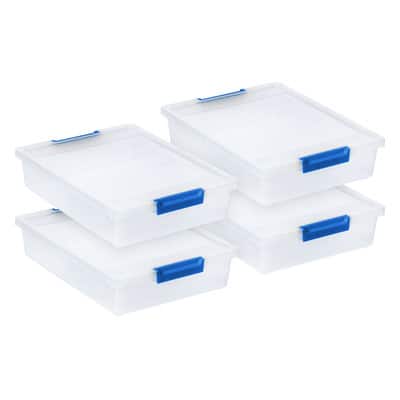 Iris® 5.5qt. Clear Clip Boxes with Lids & Blue Latches, 4ct. | Michaels