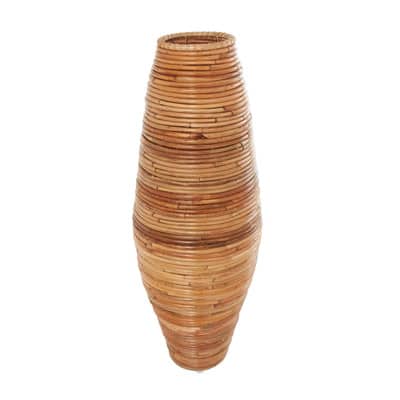 37" Brown Rattan Handmade Tall Wrapped Vase | Michaels