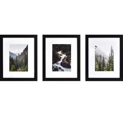 3 Pack Gallery™ Black Frame with Mat by Studio Décor®, Size: 8" x 10 ...