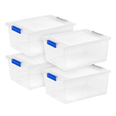 IRIS® 12qt. Clear Deep Storage Boxes with Lids & Blue Latches, 4ct ...