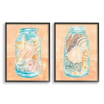 Stupell Industries Seashells In Jar Black Framed Wall Art Set | Michaels