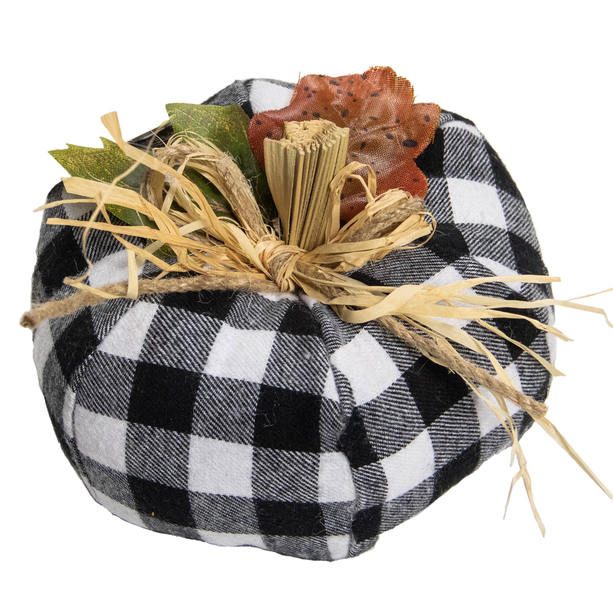 5" White & Black Buffalo Plaid Fall Harvest Pumpkin | Decor Pumpkins ...