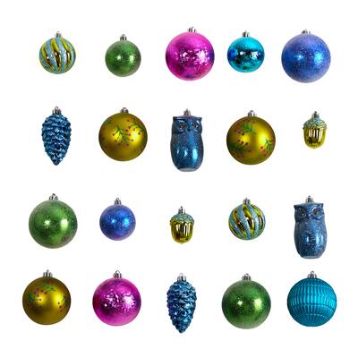 50ct. Holiday Deluxe Shatterproof Christmas Tree Ornament Box Set ...