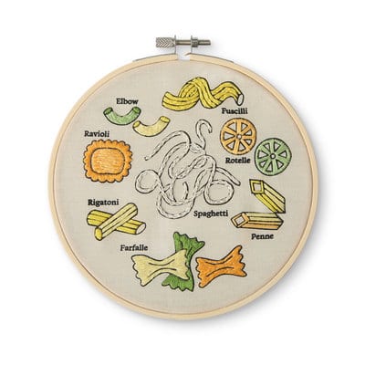 6" Pasta Sampler Stamped Design Embroidery Kit with Hoop by Loops ...