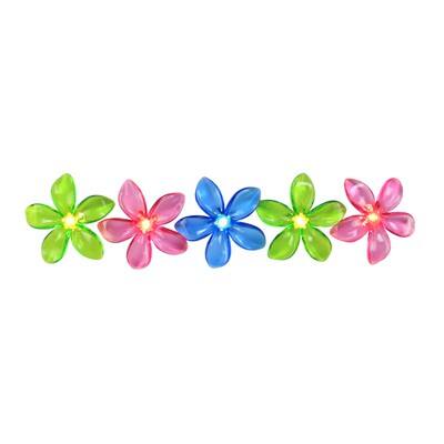 Pink, Blue & Green Flower Patio & Garden Novelty Lights, Set of 10 ...