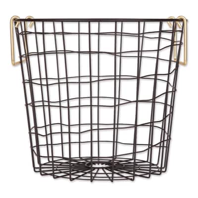 DII® Small Round Black Metal Basket with Gold Handles | Michaels
