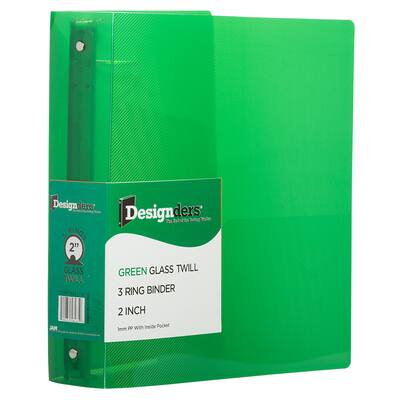 JAM Paper 2" Glass Twill Plastic 3-Ring Binder, Color: Green | Michaels
