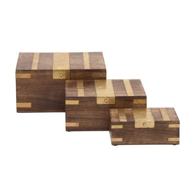 Brown Mango Wood Traditional Box Set | Michaels