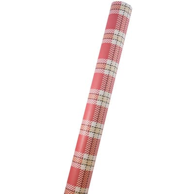 JAM Paper Red Plaid Kraft Gift Wrap | Michaels