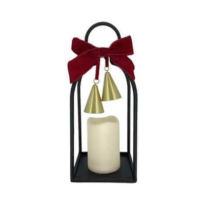 Red Bow & Bells LED Pillar Lighted Lantern by Ashland®, Size: Small ...