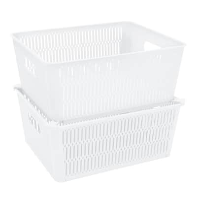 Simplify Slide Stack It Storage Tote Baskets, 2ct., Color: White | Michaels